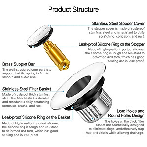 LEKEYE Shower Drain Hair Catcher | Bathtub Stopper | Pop Up Bathroom Sink Stopper | Drain Plug with Filter Hair Catcher