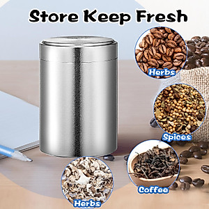 Trinkrittey Aluminum Storage Jar Airtight Smell Proof Container Portable Airtight Container Multipurpose Airtight Container Multipurpose Storage Container for Spices Coffee Teas (Black and Silver)