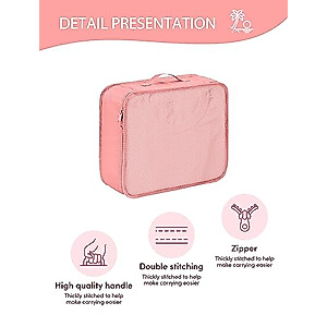 DIMJ Packing Cubes 8 Set, Travel Organizer Bags for Luggage Portable Packing Cubes for Suitcases Organizer Bags Set, Luggage Organizer for Travel Accessories. (Pink)