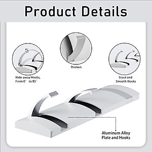 Wesiti 2 Pack Wall Mounted Coat Rack, Floating Door Wall Coat Rack with Retractable Hooks Aluminum Space Saving Hangers Hook Rail for Entryway Bathroom Hat Towel