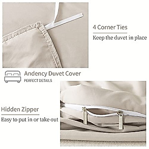 Andency Khaki Duvet Cover Full(79x90Inch), 3 Pieces(1 Ruffled Duvet Cover and 2 Pillowcases) Farmhouse Shabby Chic Duvet Cover, Soft Microfiber Duvet Cover Set with Zipper Closure & Corner Ties