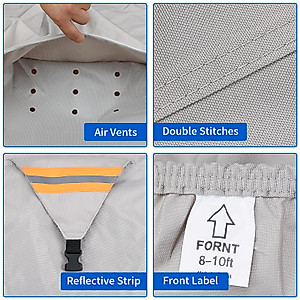 Tuszom 100% Waterproof Folding Camping Trailer Cover 900D Throughout Pop-up Camper RV Cover with 7 PCS Reinforced Windproof Straps Fits 12'-14' - All Season Protection for Motorhome