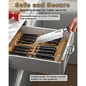 Cook N Home In-Drawer Knife Block Organizer 18-slot, (2pc 9-Slot) Kitchen Knife Cutlery Holder Drawer Storage, Holds up to 18 Knives (Not Included)