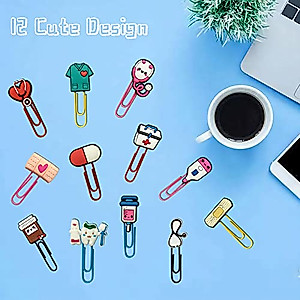 Cute Bookmark Cartoon Bulk Bookmarks with Colorful Paperclip for Pagination Organize Folder Unique Bookmarks Gifts for Girls Student Stationery Nursing Student Essentials