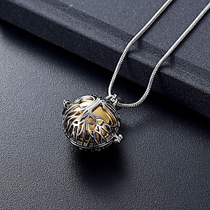 Cremation Locket Necklace for Ashes - Tree of Life Cremation Necklace Hold Mini Memorial Urn Keepsake Jewelry for Women Men (Gold)