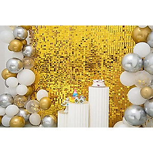 Kate Square Gold Shimmer Wall Sequin Panel Backdrop Birthday Wedding Background Decoration Wall(Pack of 12)