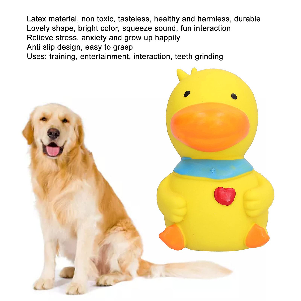 Keenso Latex Duck Dog Toys Durable Cute Interactive Funny Squeak Duck Toys for Dog Puppy Chewing Playing (Yellow)