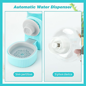 YUEPET Rabbit Food Water Dispenser, Large Capacity Bunny Feeder for Cages Automatic Rabbit Water Dispenser Suitable for Rabbits Ferrets Guinea Pigs Small Animals(Blue)