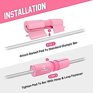 Plan4U Barbell Pad Set for Squat Hip Thrusts Upgraded Workout Foam Weight Lifting Bar Cushion Shoulder Neck Support with Anti-slip Grain, Fits Standard Olympic Bars and Smith Machine, 2 Gym Ankle Straps, Hip Resistance Band, Carry Bag, Pink