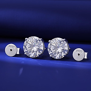 Moissanite Stud Earrings Screw Back 0.2CT 3MM*2 18K White Gold Plated S925 Sterling Silver Round Cut D Color VVS1 Clarity Lab Created Moissanite Diamond Earrings for Women Men
