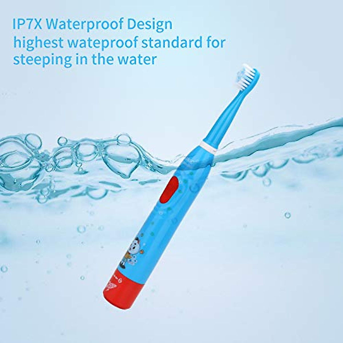 OJV 8630 Kids Sonic Electric Toothbrushes for Children Kids, 6 Modes 2-Min Timer, 6 Brush Heads, USB Rechargeable Power Smart Toothbrush for Girls Oral-Care Age 3-16 with Wall Mounted Holder (Blue)