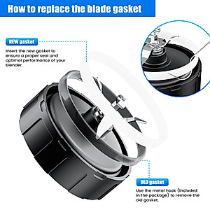 Revorit Blender Replacement Parts for Ninja, 2 24oz Cups with To-Go Lids, 7 Fins Extractor Blade, for Nutri Ninja Auto iQ BN801 BL480-30 BL640-30 BL642-30 NN100-30 BL2012 (2 Pack)