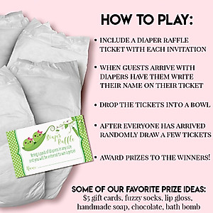Two Peas In A Pod Twin Girls Diaper Raffle Tickets for Baby Showers, 20 2" X 3” Double Sided Insert Cards for Games by AmandaCreation, Bring a Pack of Diapers to Win Favors & Prizes!