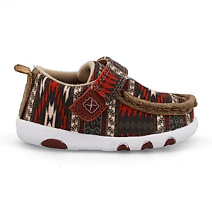 Twisted X Infant's Hooey Driving Moc, Moc Toe, Red Aztec, 6 M