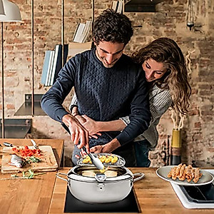 Kerilyn Deep Fryer Pot, 11 Inch/4.2 L Janpanese Style Tempura Frying Pot with Lid, 304 Stainless Steel with Temperature Control and Oil Drip Drainer Rack, for Kitchen French Fries, Chicken etc