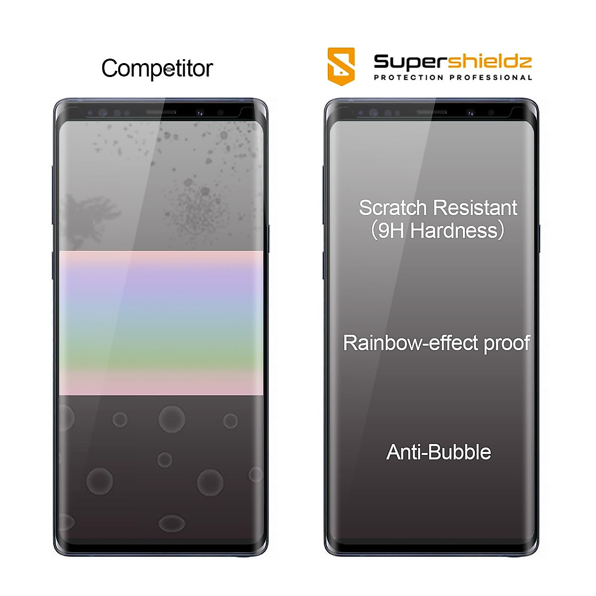 Supershieldz (2 Pack) Designed for Samsung Galaxy Note 9 Tempered Glass Screen Protector with (Easy Installation Tray) Anti Scratch, Bubble Free (Black)