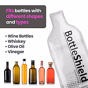 Reusable Wine Protector Travel Bag by Bottle Shield (3-pack) - Unbreakable Bottle Shipping Sleeve, Leak Proof & Double Layer Wine Bubble Wrap Sleeve | Travel Wine Bags for Suitcase Luggage