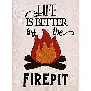 Ogiselestyle Life is Better by The Firepit Garden Flag Vertical Double Sided, Camper Yard Outdoor Decoration 12.5 x 18 Inch