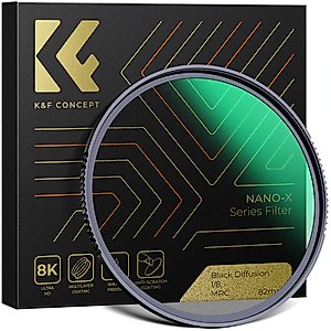 K&F Concept 82mm Diffusion 1/8 Black Multi-Coated Waterproof Scratch-Resistant Lens Filter for Vlog/Portrait Photography