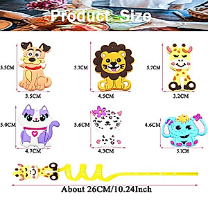 zhenzhe 24 Jungle Party Favors Reusable Straws, Jungle Animal Plastic Straws, Animal Theme Drinking Straws for Kids Jungle Birthday