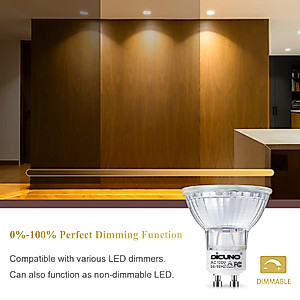 DiCUNO GU10 LED Bulb Dimmable, Warm White 2700K, 60W Equivalent, High Brightness 700LM, MR16 GU10 LED Bulb for Track Lighting, 6W Light Bulb with 120° Beam for Kitchen, Range Hood, Pack of 6