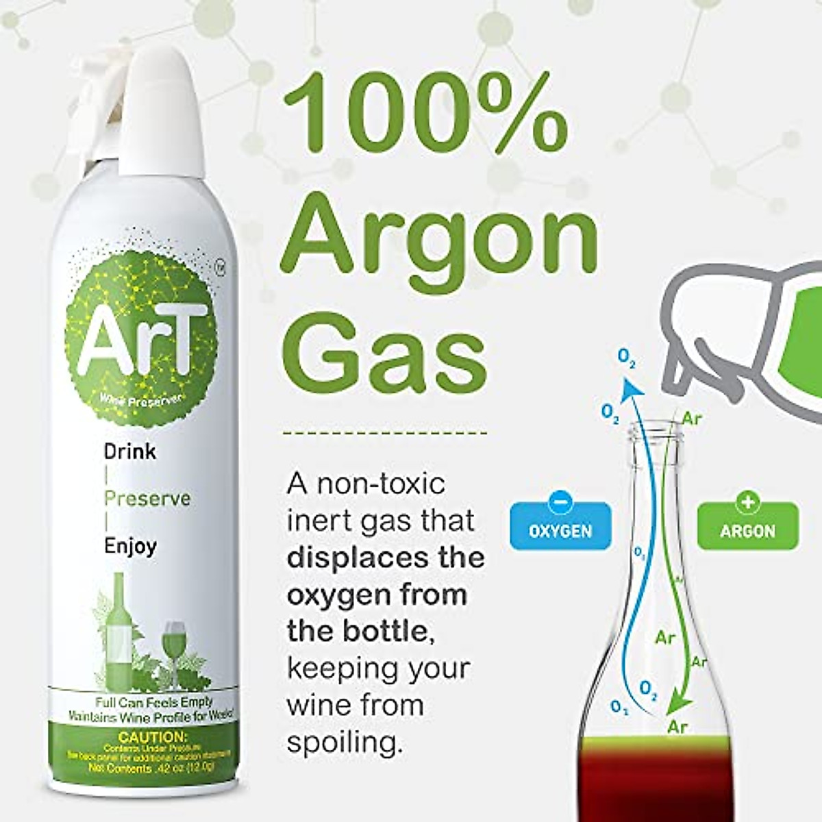 ArT Wine Preserver - Comes with a Wine Bottle Stopper, Preserves Fortified White & Red Wine, Functional & Modern Wine Accessories, Essential Gift for Wine Lovers, 1-Pack, 0.42 oz.