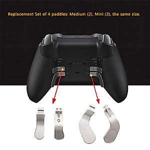 E-MODS GAMING Metal Stainless Steel Paddles Hair Trigger Locks Replacement Parts for Elite Series 2 Controller, Xbox One Elite Controller - 4PCS(2 Medium & 2 Mini) (Silver)