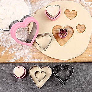 BakingWorld Heart Cookie Cutter Set,9 Piece Heart Shapes Stainless Steel Cookie Cutters Mold for Cakes Biscuits and Sandwiches,0.98"/1.45"/1.57"/1.96"/2.04"/2.32"/2.75"/3.18"/3.74" Assorted Sizes