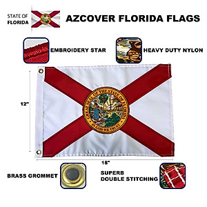 AZCOVER Florida Flag 12x18, Embroidered State Flag for Boat with 2 Brass Grommets