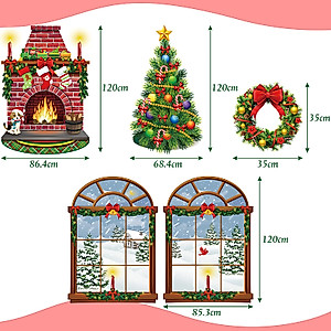 Christmas Wall Decor Fireplace Backdrop Decorations Photo Background Window Winter Christmas Tree Wreath Backdrop for Home Halloween Birthday Party Decor (Tree Style)