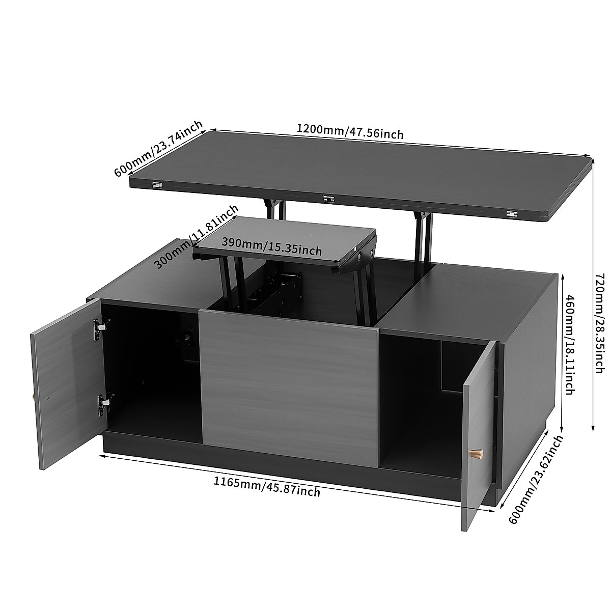 Lift Top Coffee Table with Storage Extendable Desktop, Perfect for Living Room