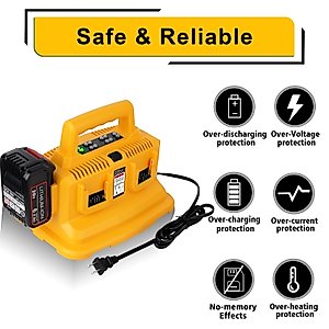 【Upgrade】 DSANKE DCB104 6 Port Charger Replace for DeWalt 20V Battery Charger Station Compatible with Dewalt 20V/60V Battery DCB200 DCB201 DCB203 DCB204 DCB206 DCB181 DCB180 DCB606 DCB612 DCB609