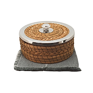 MEXTEQUIL - Authentic Mexican Tortilla Warmer Basket - Pine Needle Handwoven with Handloomed Cloth (Small Metal Rim w cloth)