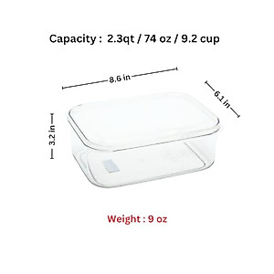(Set of 3) Micro Clear 2.3 qt Kitchen Pantry Food Storage Container Set with Lid, Shatterproof, BPA Free, Dishwasher, Microwave Safe Canister, Fridge Refrigerator Organizer, Made in Japan