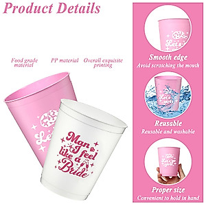 24Pcs Let's Go Girls Cups Retro Bachelorette Themed Party Supplies Reusable Plastic Cups White and Pink for Cowgirl Bridal Shower 12oz Tumblers for Last Rodeo Western Wedding Party Favors Decorations