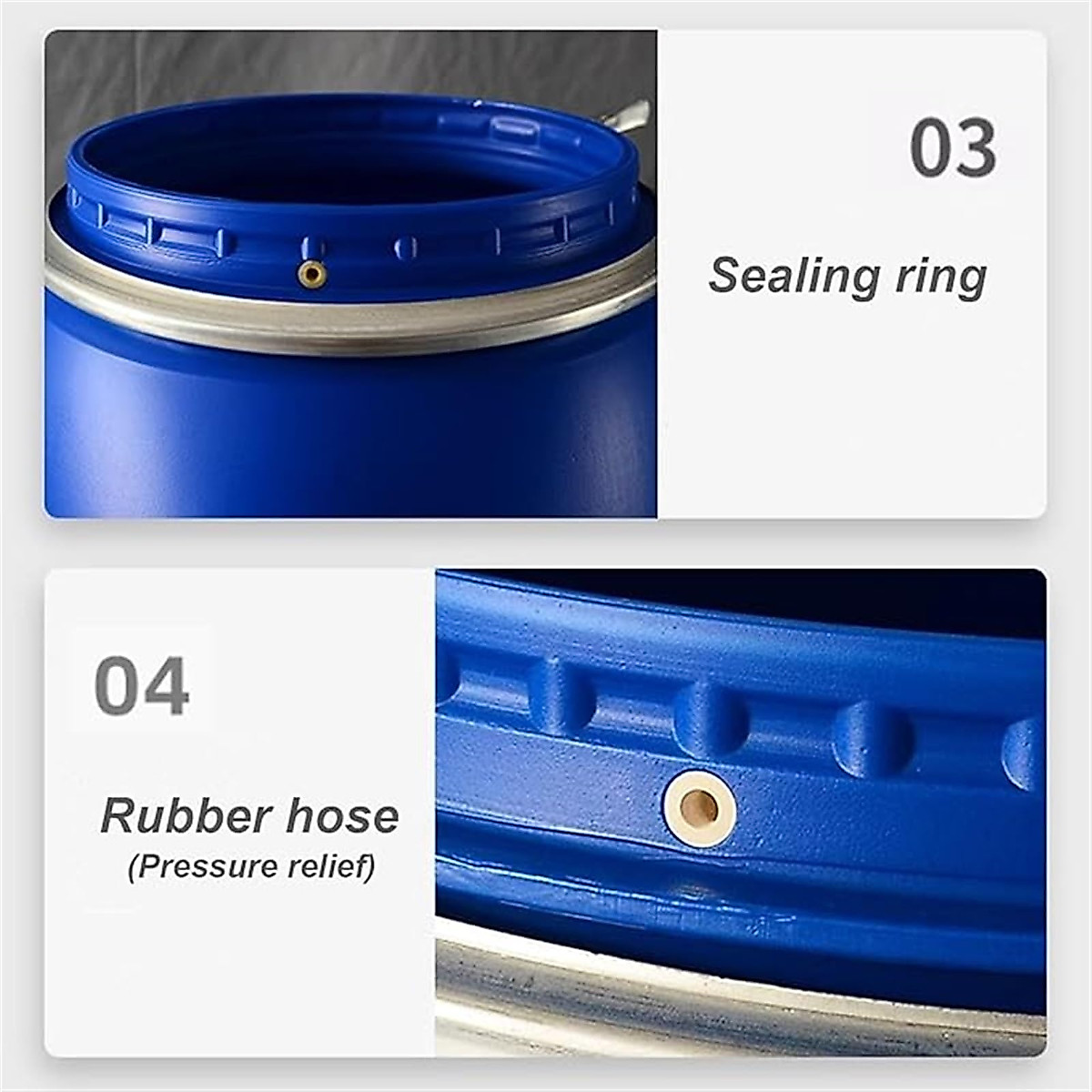 WAZHOU Large Plastic Blue Open Top Storage Barrel Drum Keg with Lid and Latch Ring, Food Grade for Shipping, Air Tight Industrial Storage Container(30L)