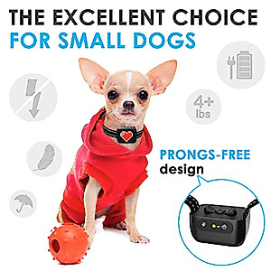 Small Dog Bark Collar Rechargeable - Anti Barking Collar for Small Dogs - Smallest Most Humane Stop Barking Collar - Dog Training No Shock Bark Collar Waterproof - Safe Pet Bark Control Device