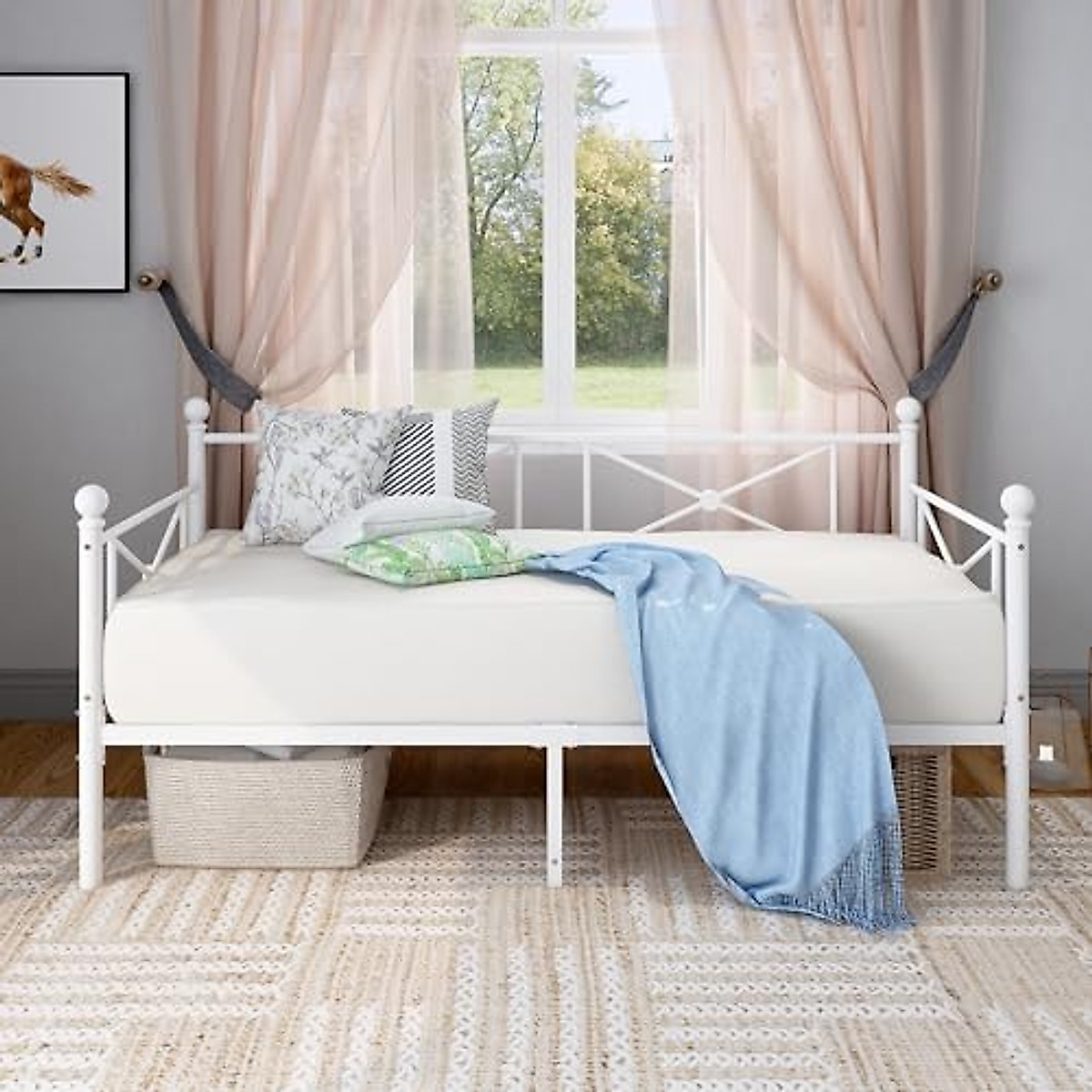 ARFARLY Sofa Bed Daybed Frame Multifunctional Mattress Foundation Premium Steel Slat Support Sofa Bed Frame with Headboard,Twin,Twin XL