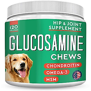 PAWFECTCHEW Glucosamine Dog Treats for Picky Eaters - Joint Supplement w/Chondroitin, MSM, Omega-3 - Joint Pain Relief - Advanced Formula - Chicken Flavor - Made in USA - 120 Ct