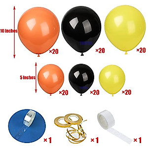 Latex balloons 120 pcs ,Yellow black orange balloons, Birthday, Wedding, Baby Shower, Party Decoration