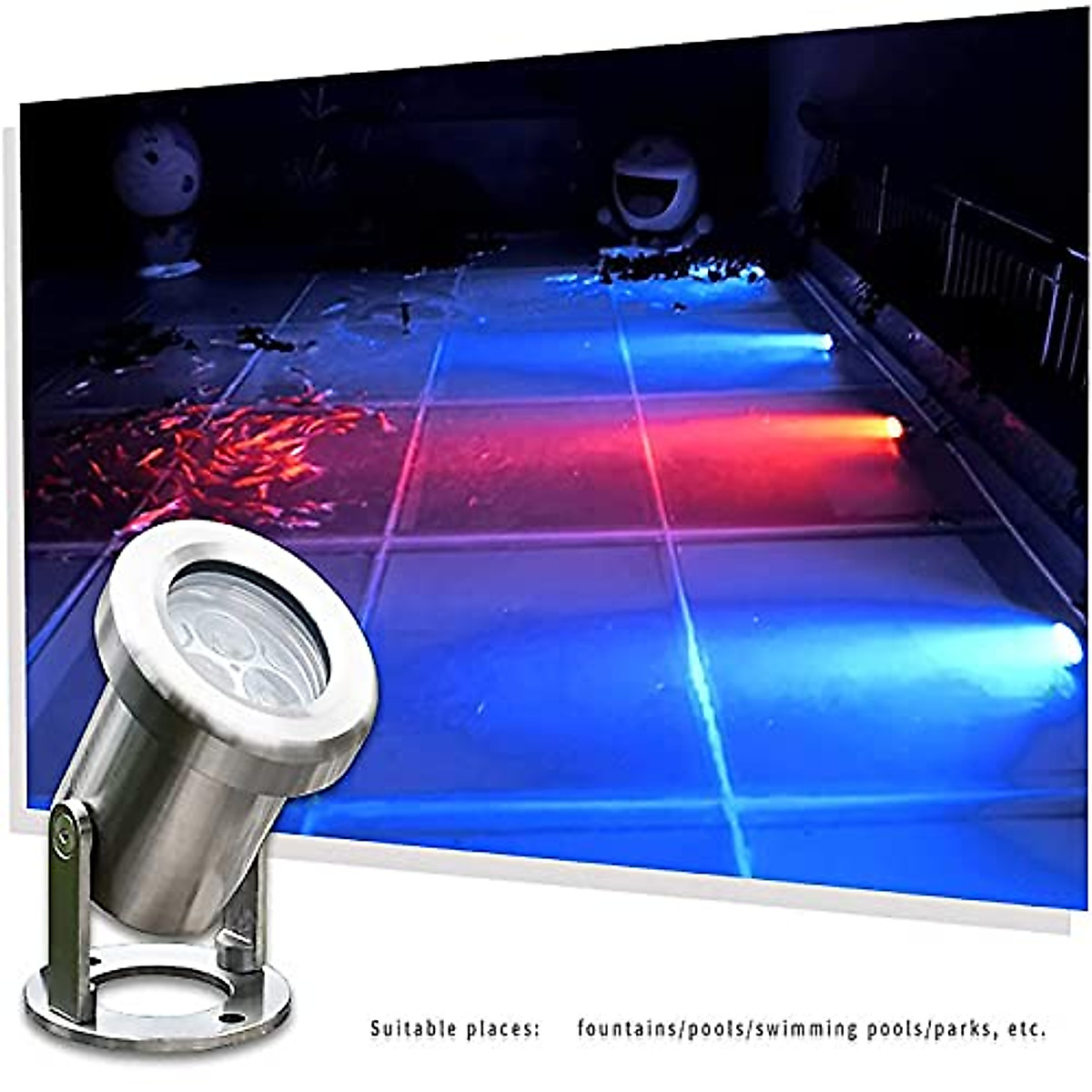 AMDHZ 3W Underwater Lights 304 Stainless Steel Waterproof IP68 Pool Lights Garden Pond Lights for Fountain Fish Pond Underwater (Color : White Light, Size : 220V)
