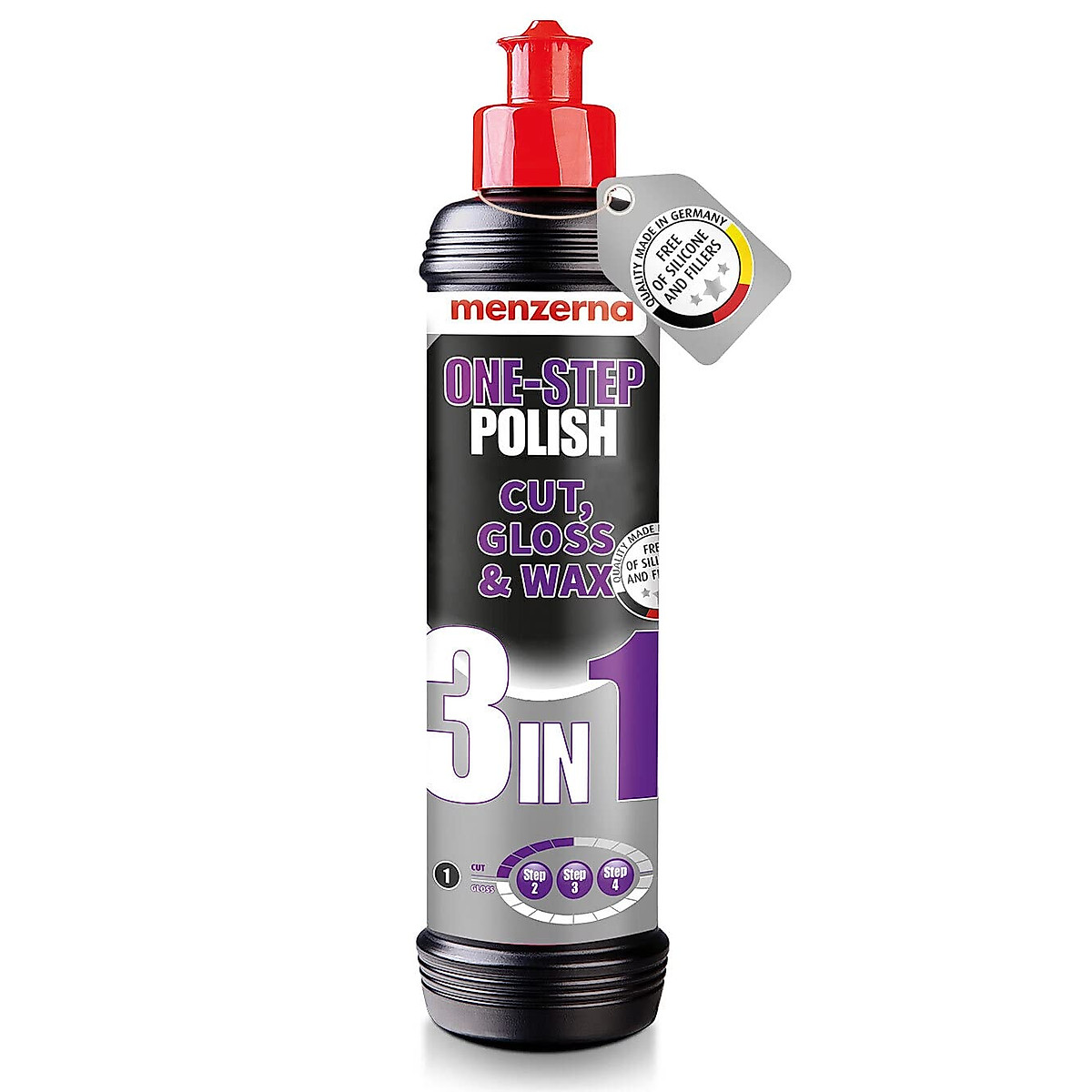 menzerna "One-Step Polish 3in1" I Medium Cut Polish with High Gloss Finish & Seal in One I Buffing & Polishing Compound for Car Maintenance I Swirls, Holograms & Scratches I Car Body Repair I 8 fl oz.
