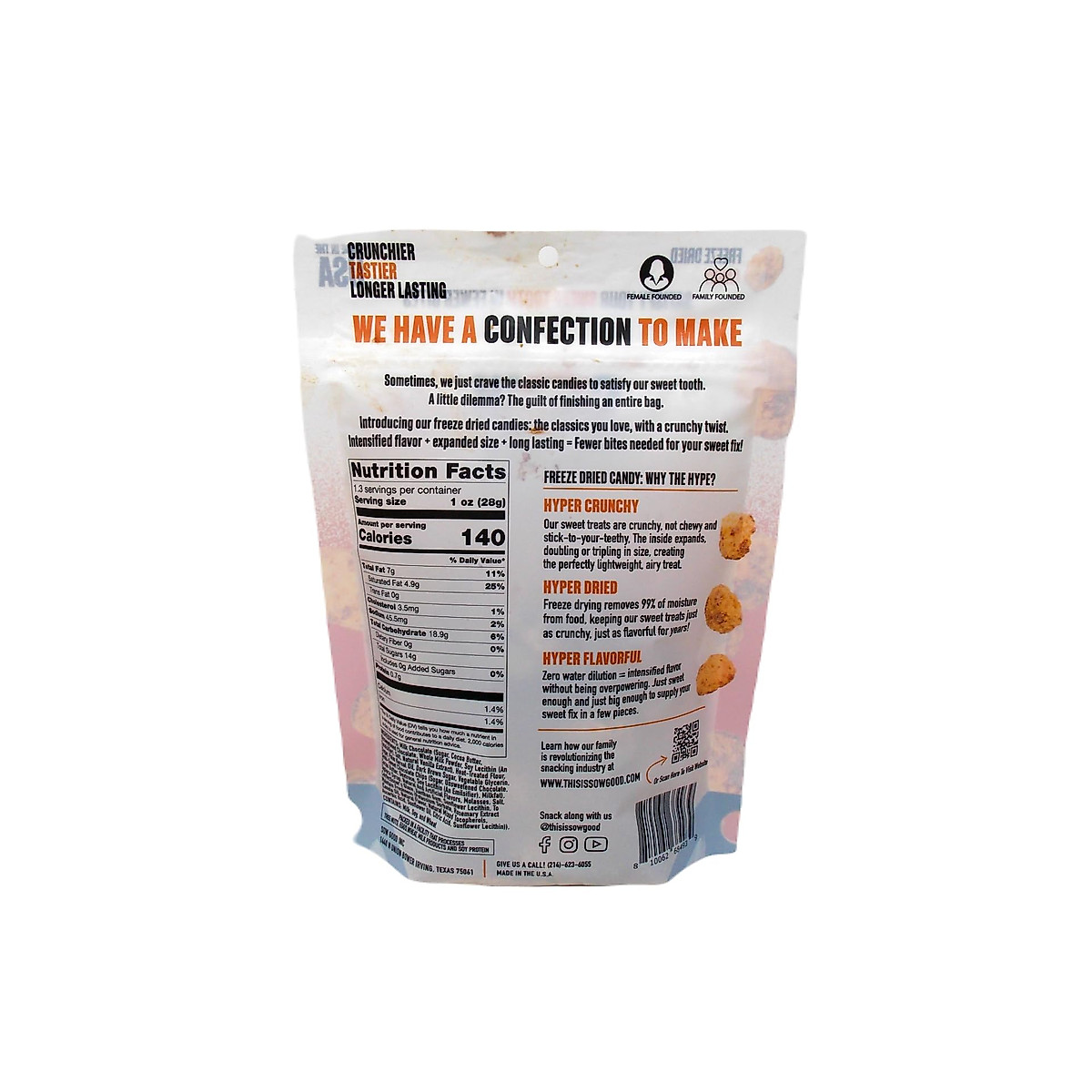 Sow Good Freeze Dried Candy 4 Flavor Variety - (1) Each: Crunchy Worms, Crunchy Bears, Cookie Dough Bombs, Lil' Mints (1.3-1.9 Ounces) Plus Recipe Booklet Bundle