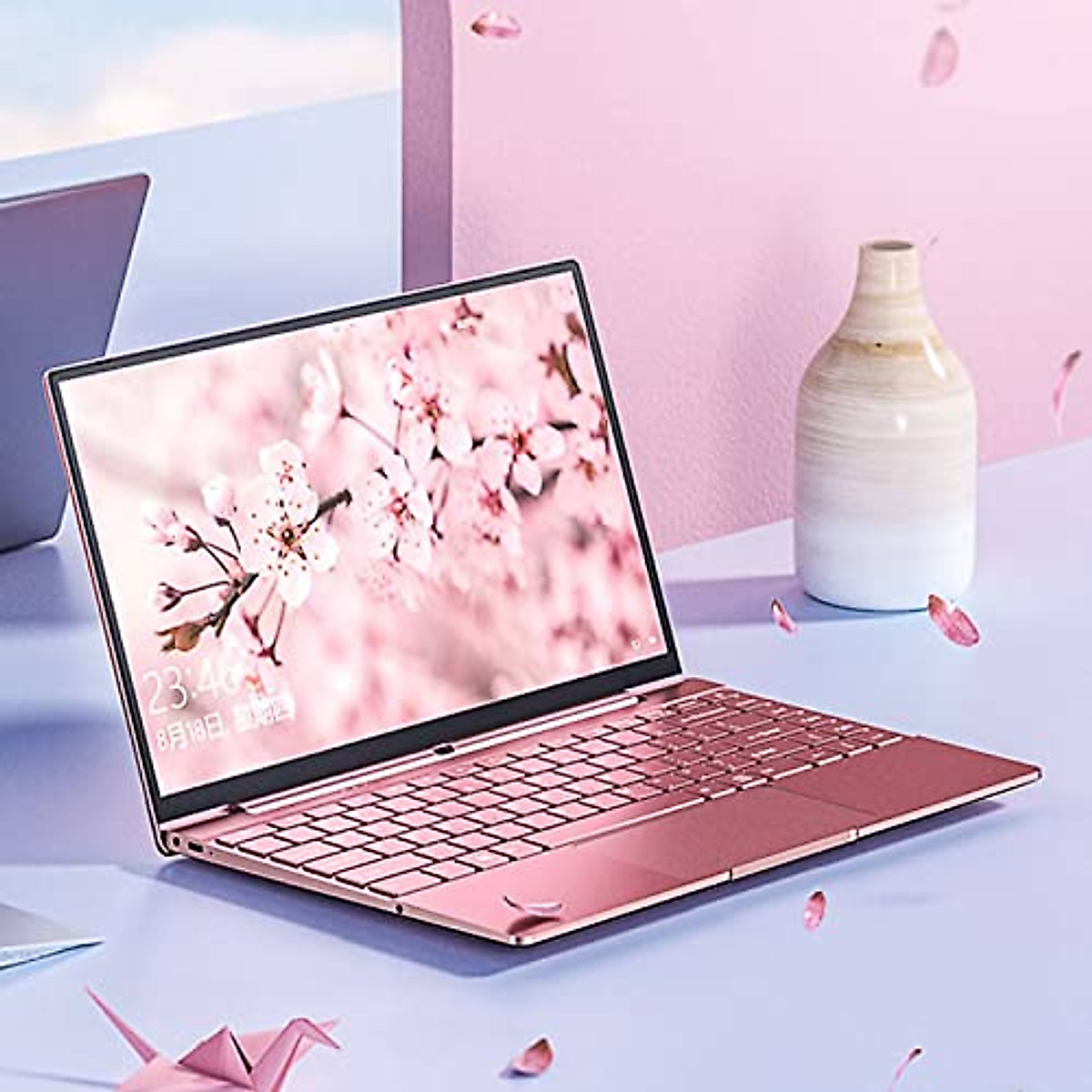 Ultra Slim Notebook, IPS HD Micro Edge Backlit Screen, Quad Core Digital Keyboard, Touchpad for School US Plug