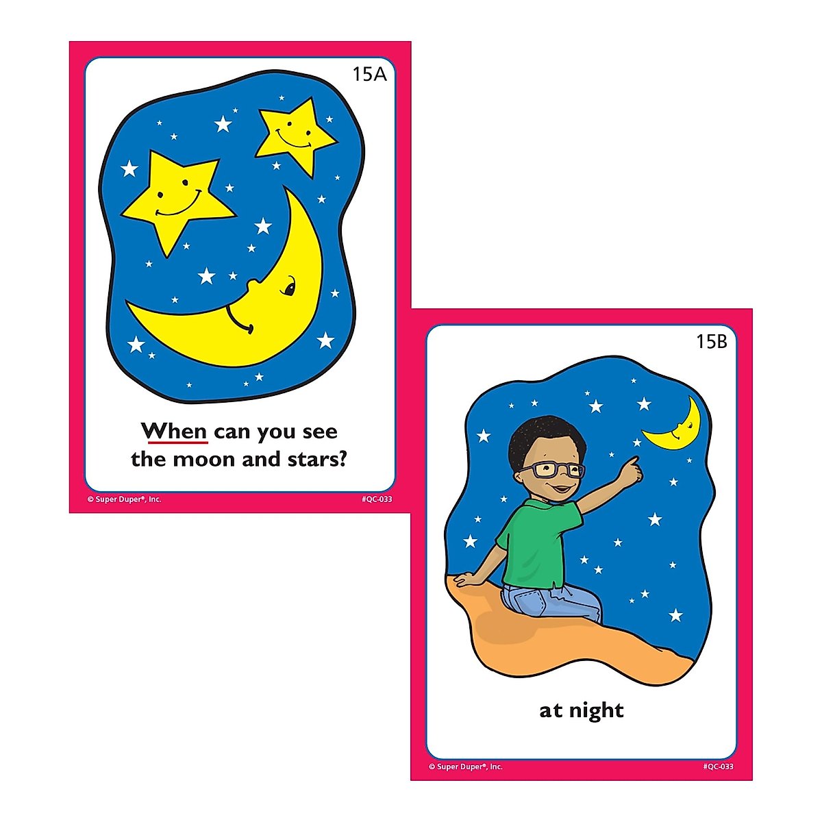 Super Duper Publications | Ask and Answer When Questions Fun Deck | Communication and Language Processing Skills Flash Cards | Educational Learning Materials for Children