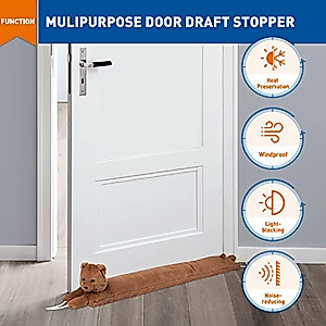 MAGZO Under Door Draft Stopper 36 Inch, Weighted Animal Noise Blocker for Door, Bear Draft Guard with Hook Loops