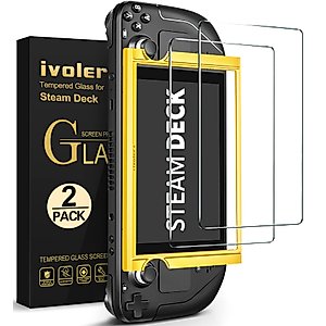 [2 Pack] iVoler Tempered Glass Screen Protector Designed for Steam Deck 7''2022 / Steam Deck OLED 7.4 '' 2023 with [Alignment Frame]Transparent HD Clear[Updated Version]Screen Protector for Steam Deck