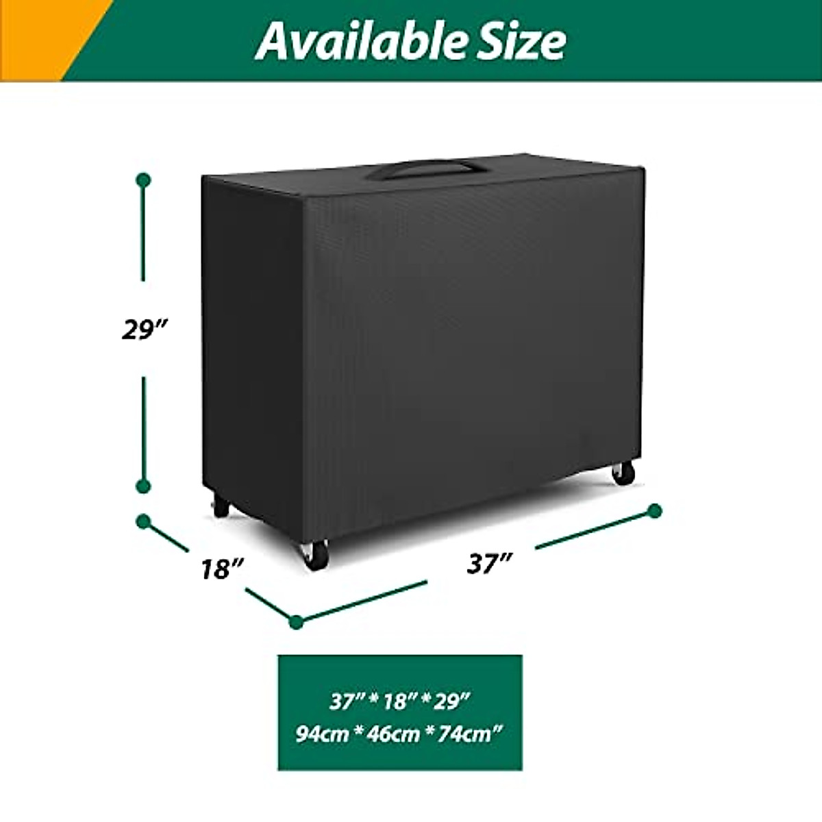 Patio Watcher Cooler Cart Cover Waterproof with Coating, Fits Most 80 Quart Rolling Cooler Cart Cover, Outdoor Beverage Cart Patio Ice Chest Protective Covers, Black，37"(L) x 18" (W) x 29"(H)