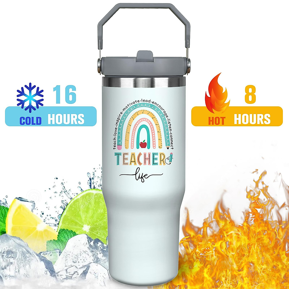 soeufnwhf Teacher Tumbler Cup, 30oz Stainless Steel Teacher Travel Coffee Mug Cup, Best Teacher Gifts for Women & Teacher Appreciation Gifts for Birthday, Appreciation Week, Back To School