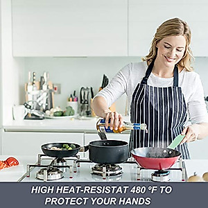 Silicone Hot Handle Holder, Potholder for Cast Iron Skillets, Rubber Pot Handle Sleeve Heat Resistant for Frying Pans & Griddles Sleeve Grip Handle Cover,Metal cookware Handles, Red,Black,Blue,Green